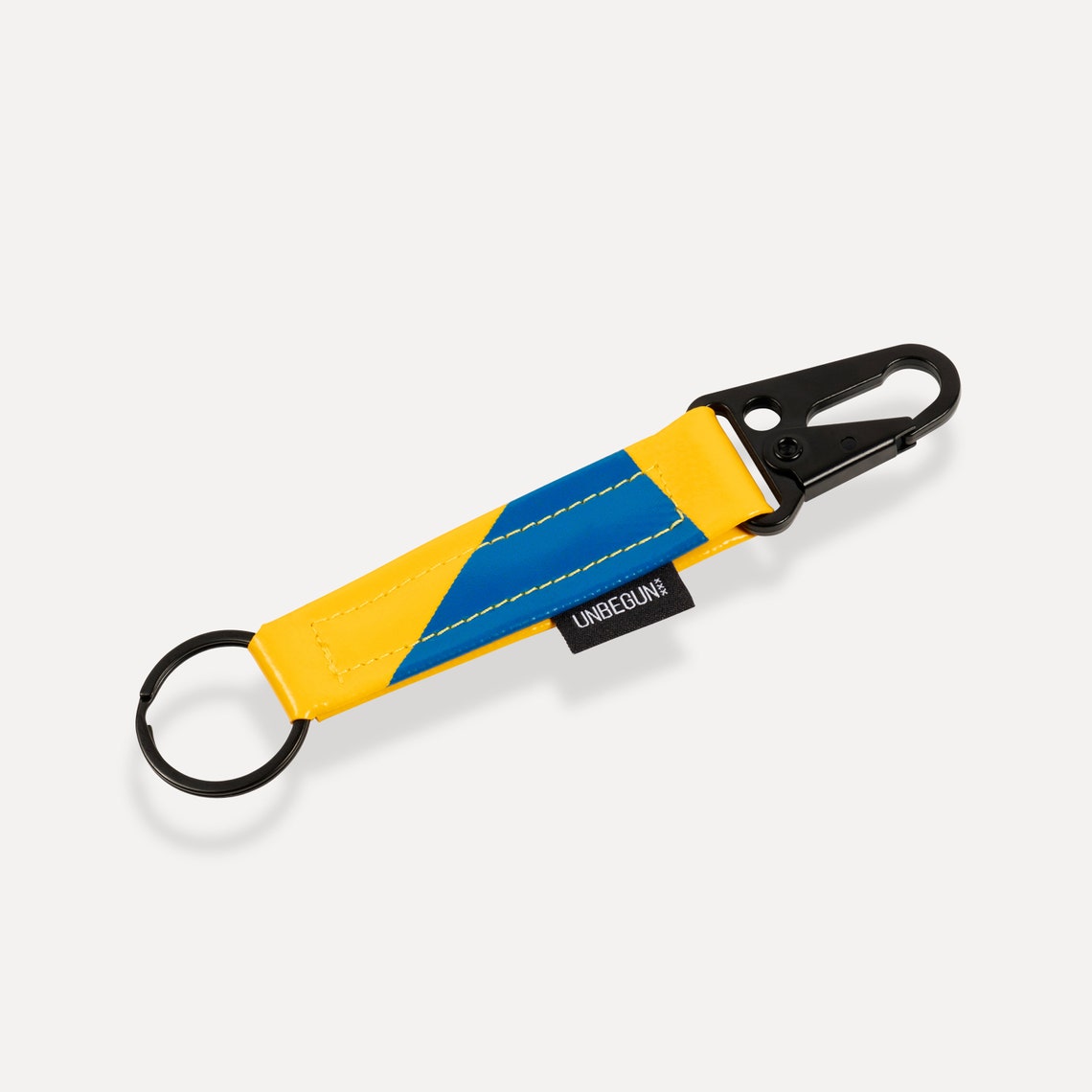 Upcycled Yellow & Blue Keychain, Vegan Key Fob, Handmade in Amsterdam ...