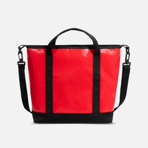 Red Tote Bag From Upcycled Fabric - Sustainable Handbag or Shopping Bag ...
