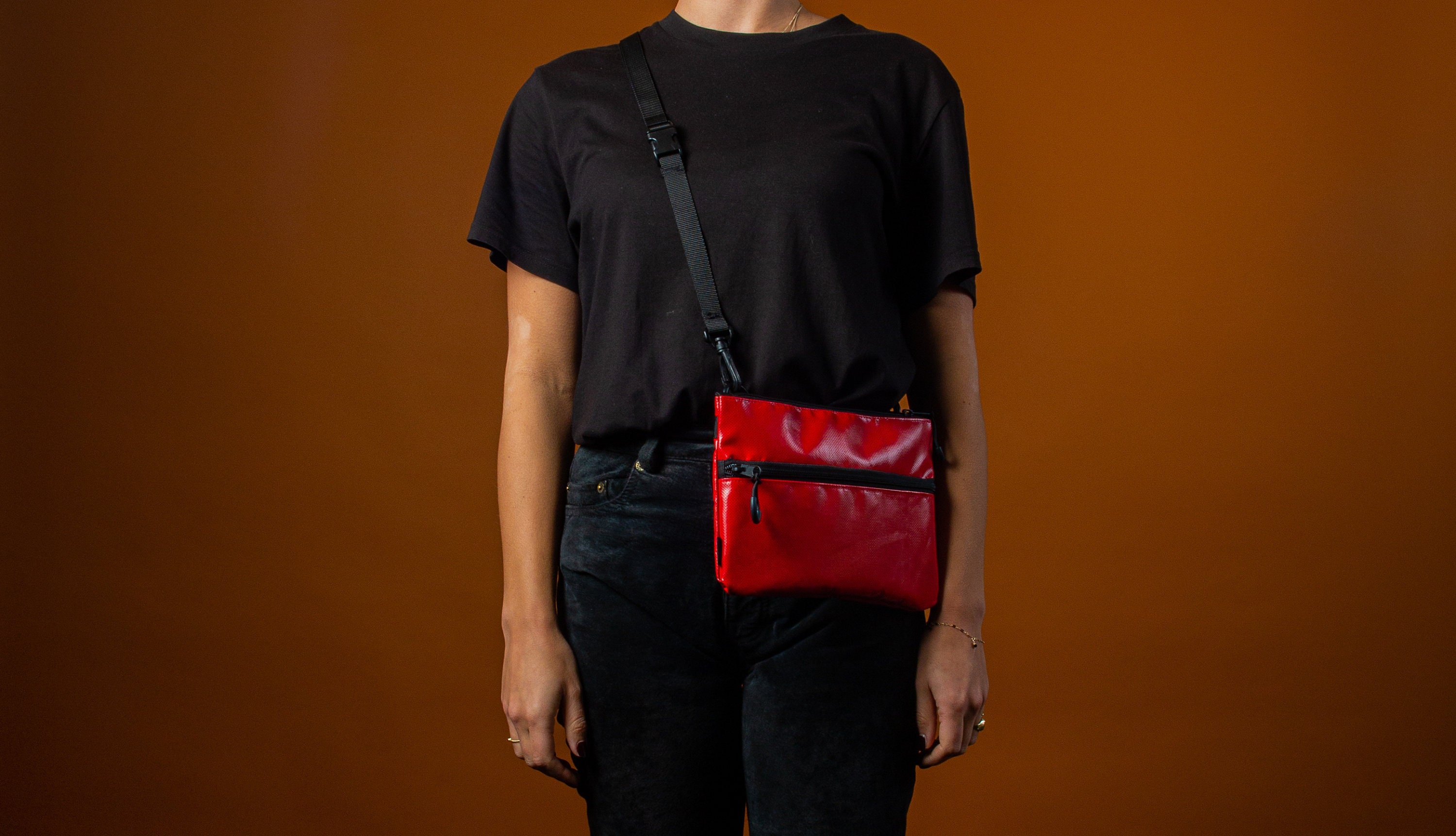 Small shoulder bag from upcycled fabric eco Red handbag | Etsy