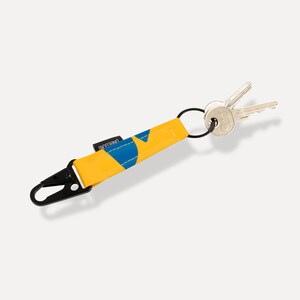 Upcycled Yellow & Blue Keychain, Vegan Key Fob, Handmade in Amsterdam ...
