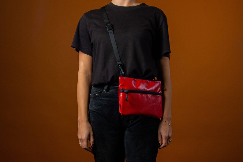 Red Shoulder Bag From Upcycled Fabric eco Recycle Handbag - Etsy