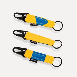 Upcycled Yellow & Blue Keychain, Vegan Key Fob, Handmade in Amsterdam ...