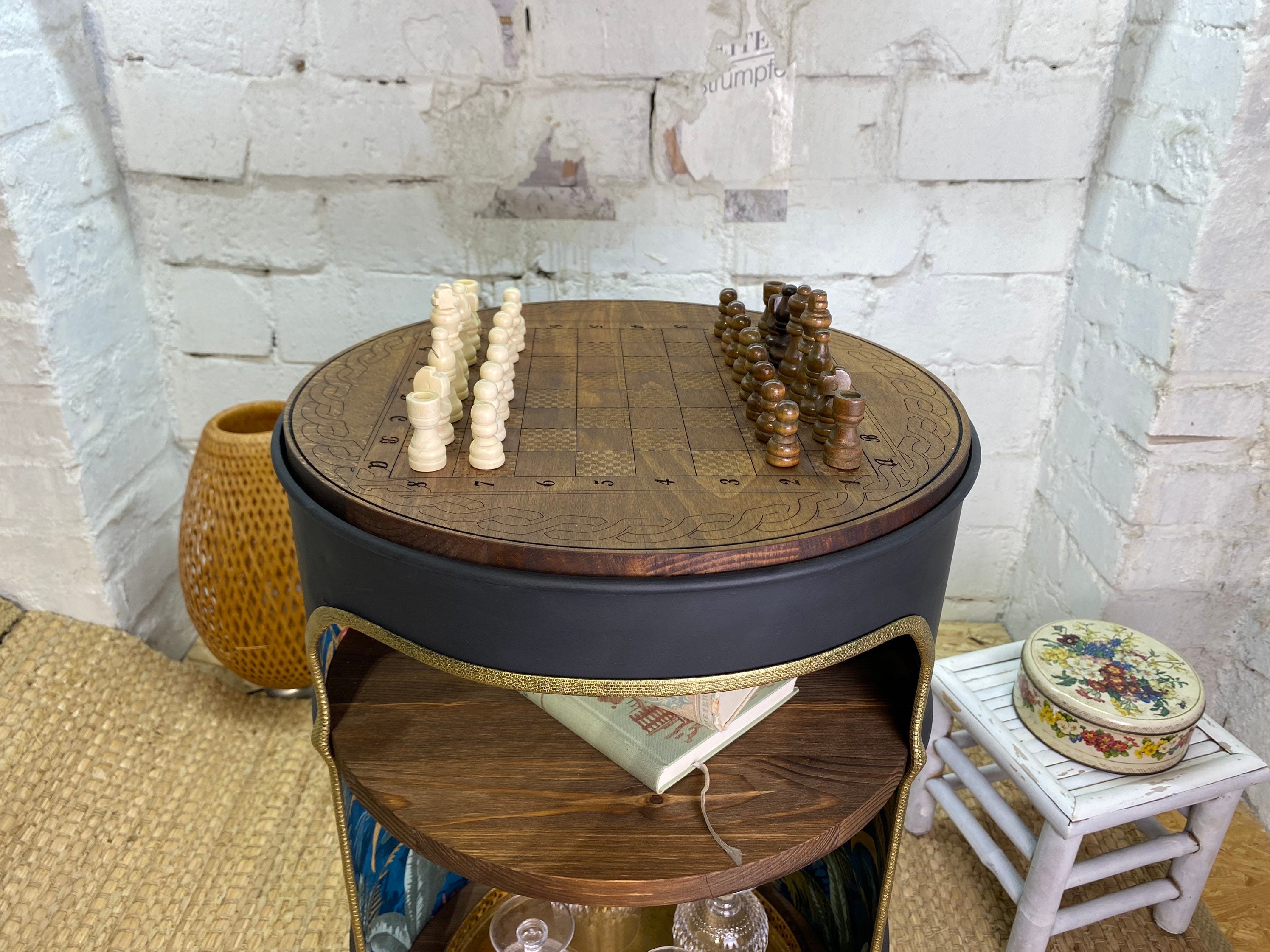 Chess Table Chess Board Bar Minibar Shelf Side Table - Etsy UK