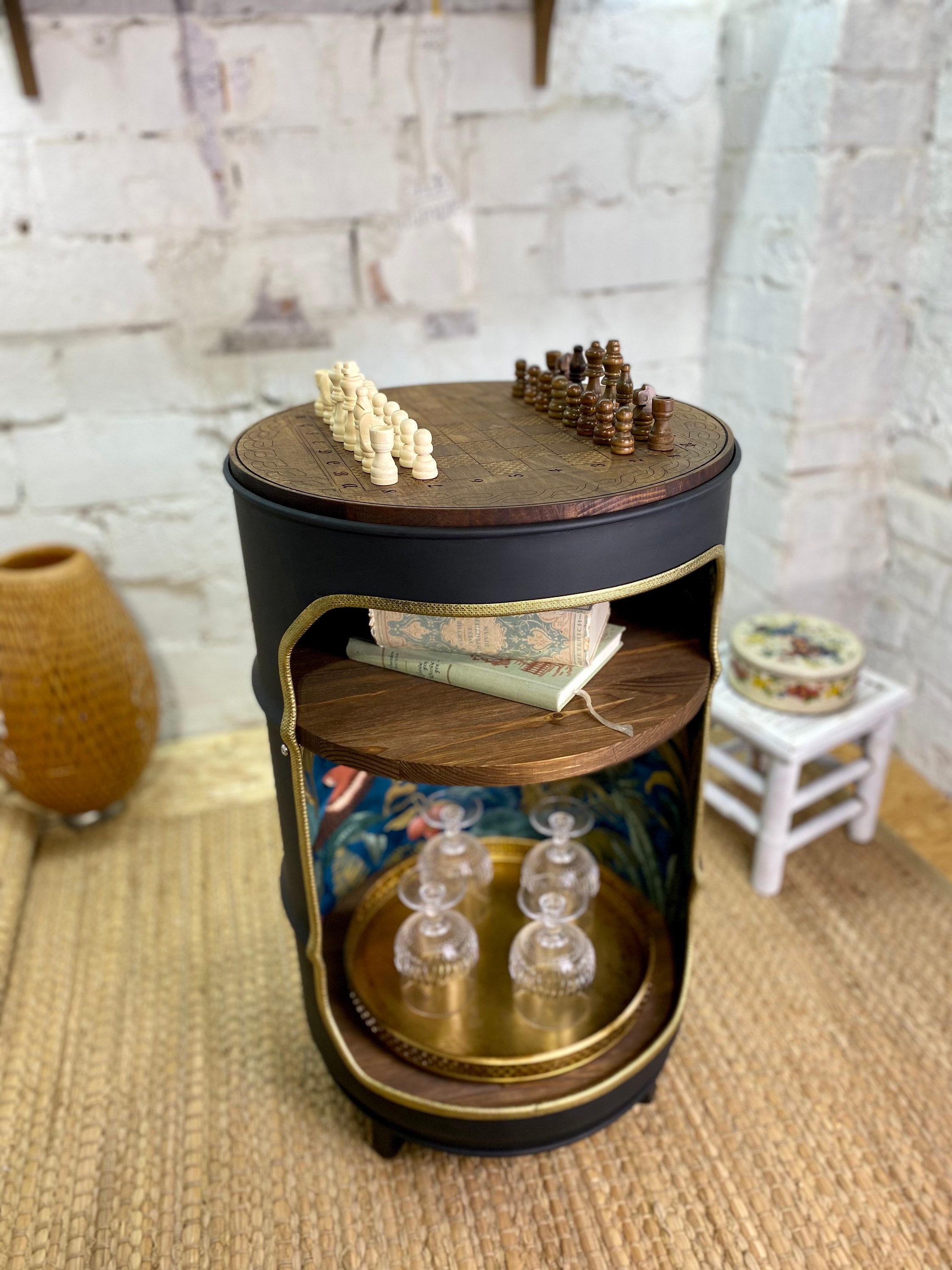 Chess Table Chess Board Bar Minibar Shelf Side Table - Etsy UK