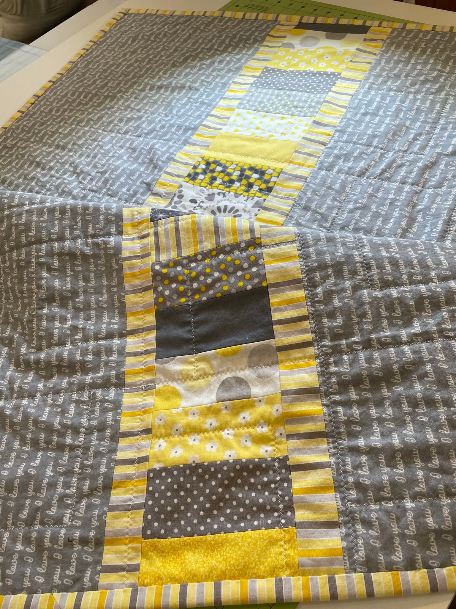 Unique Handmade Baby Quilt in Shades of Yellow and Gray With - Etsy