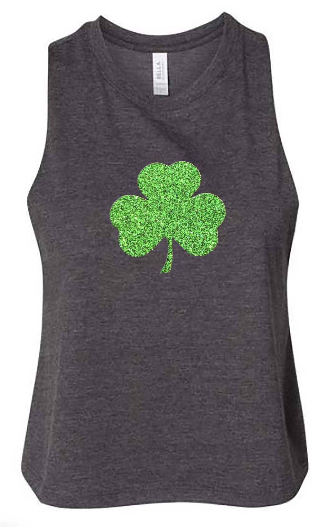 Irish Clover Green Glitter Crop Top Tank. Clover Workout Top. St ...