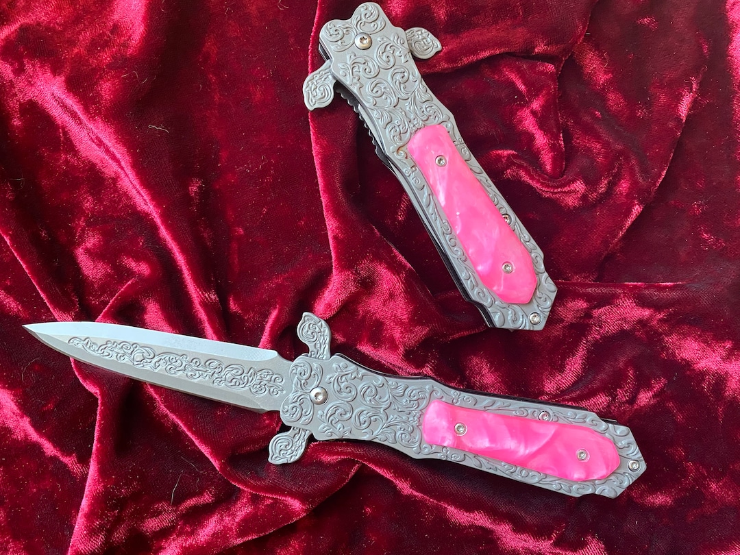 Athame / Dagger Gray Blade Ornate Folding 9 Inch Pink - Etsy