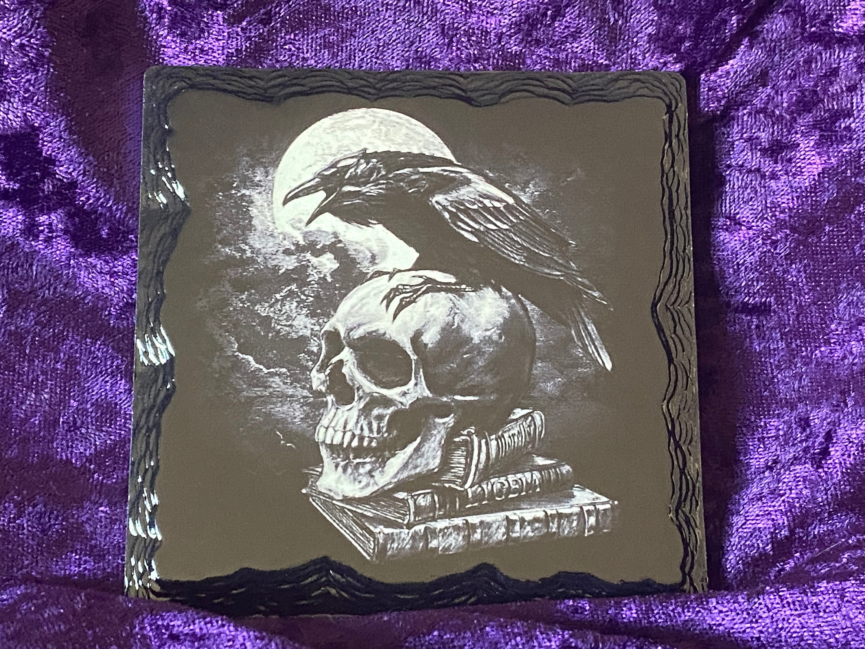 Altar Tile Slate Raven Skull 4x4 Inches - Etsy