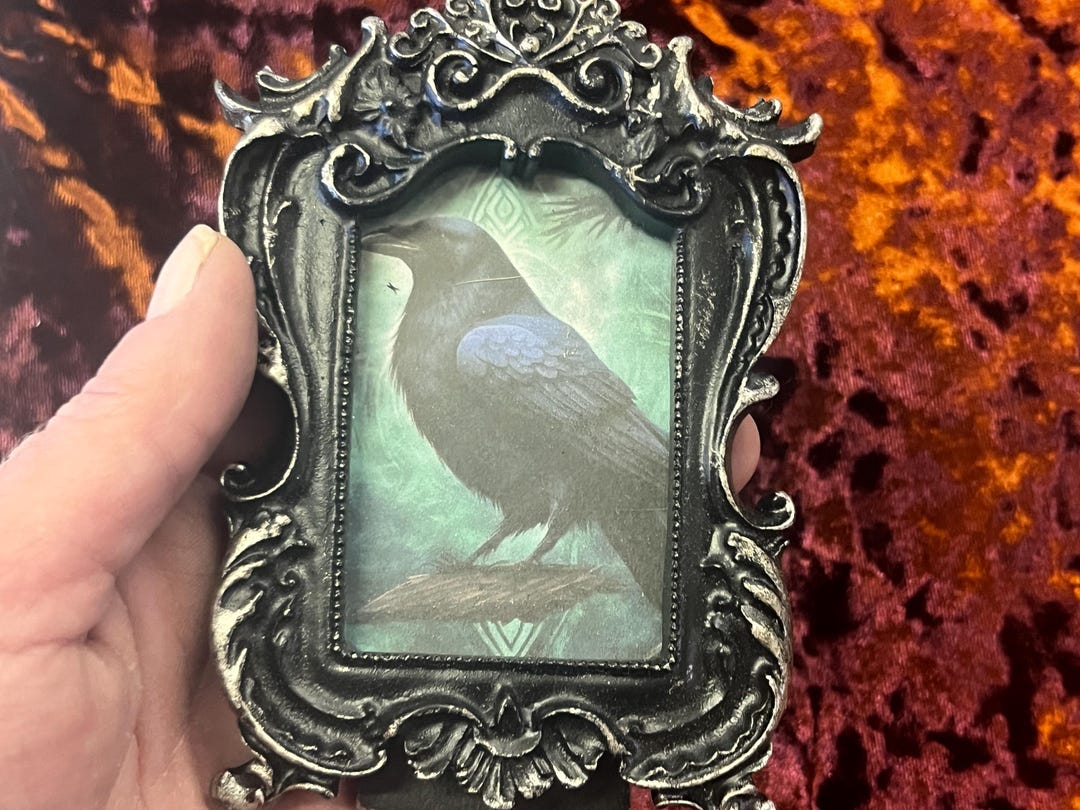 Raven Antiqued Frame Witchy Theme Raven Handmade Small OOAK - Etsy