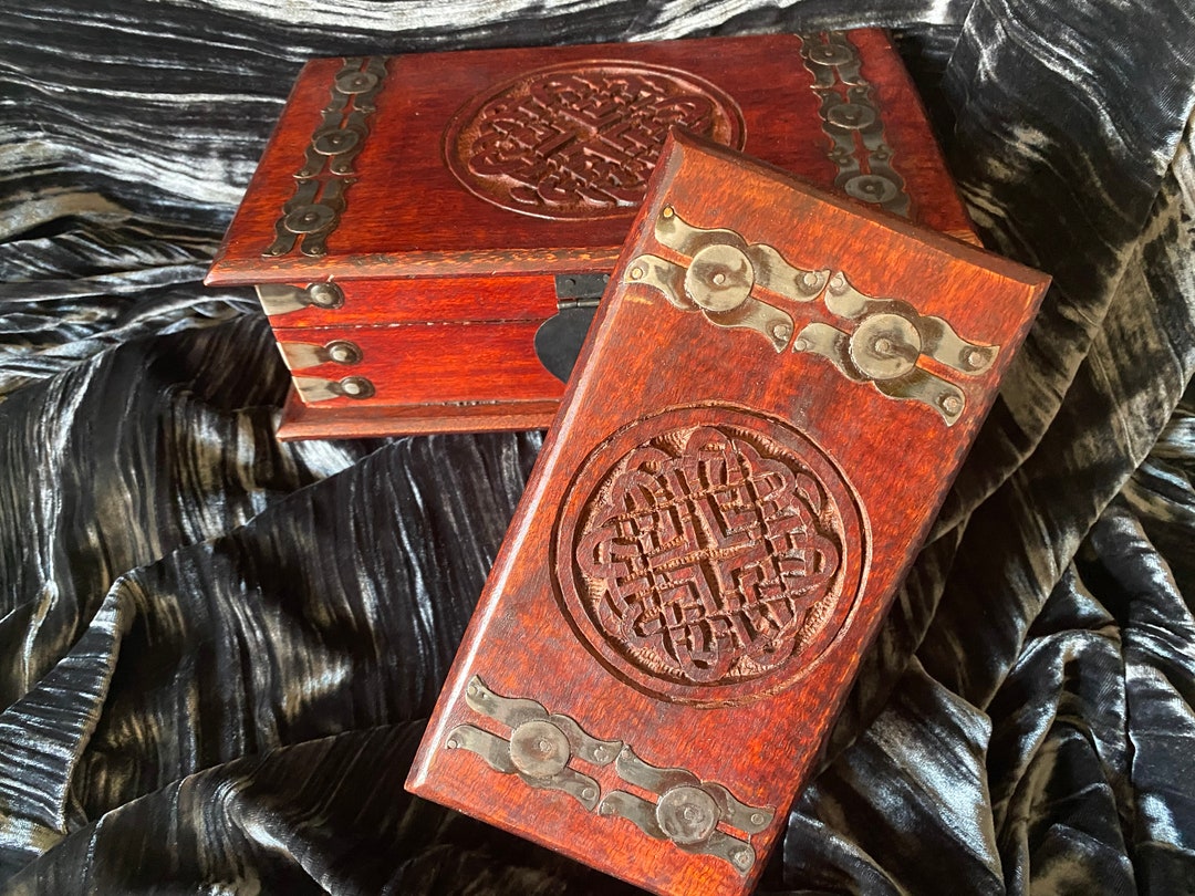 Celtic Knot Chest Set Large Wood Carved Red Mango - Etsy