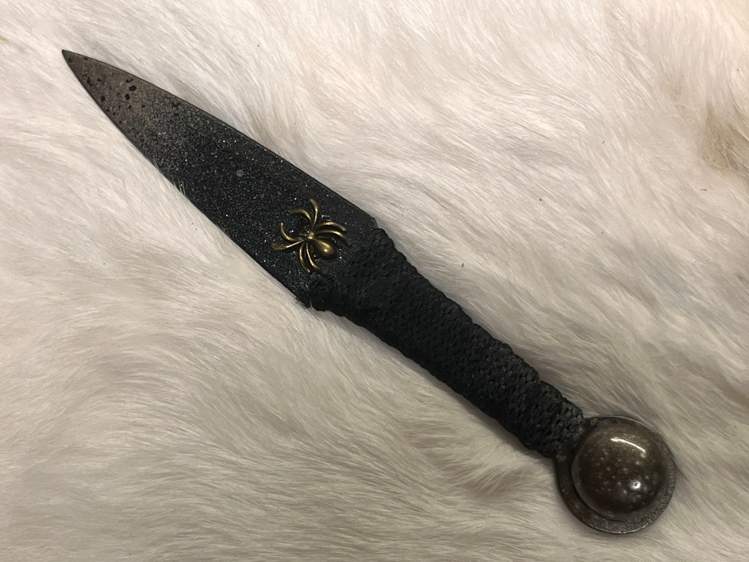 Athame / Dagger - Bronze Spider Black Blade Metallic Accents Bronze ...