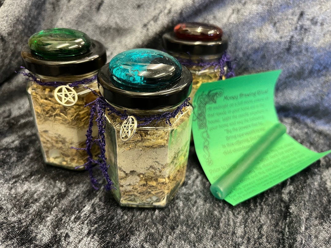 Money Drawing Ritual Jar: Prosperity Spell Candle With Herbs ...