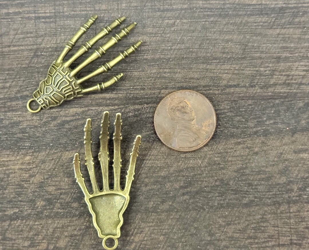 Bronze Skeleton Hand Charms Lot of 2 (145) - Etsy