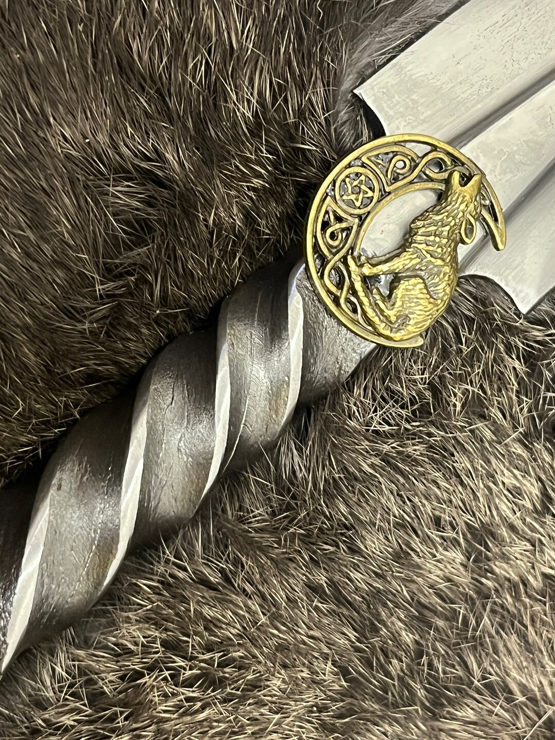 Athame Celtic Wolf Moon Hand Forged Railroad Spike 10.5 Inches Heavy ...