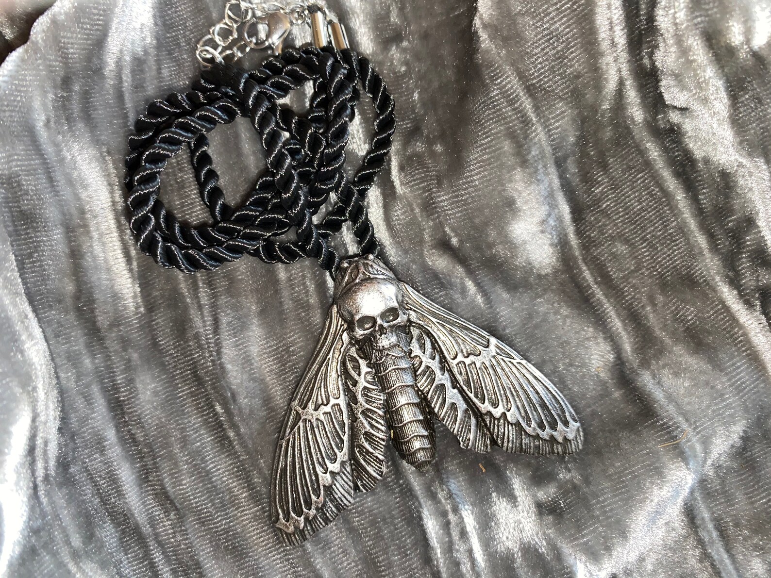 Death's Head Moth Pendant Necklace Rope Cord 20 Inches | Etsy