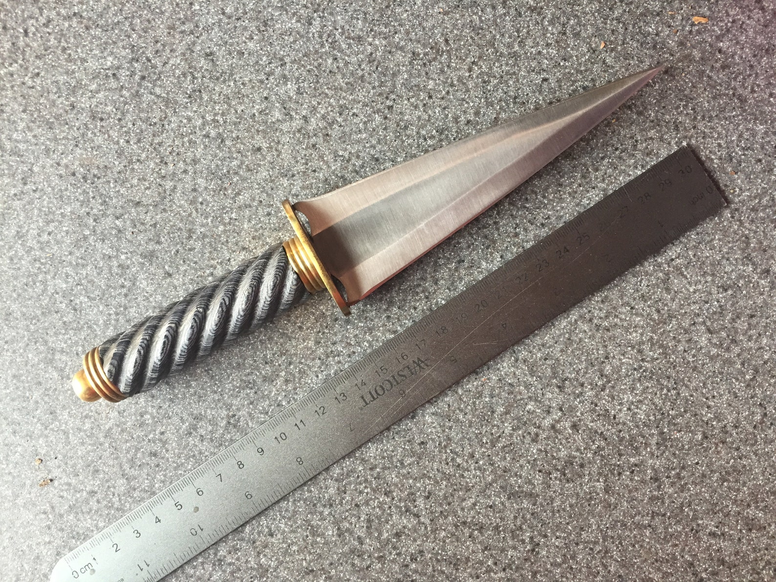 Athame / Dagger - Brass and Black Carved Wood Handle 10.5 Inches (dagg ...