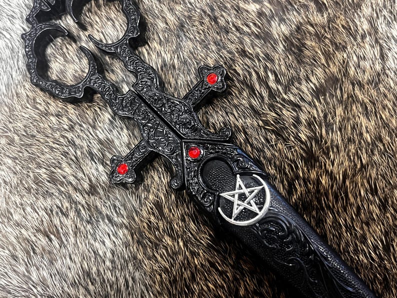 Black Bodice Shears Dagger Scissors Altar Tool Jeweled Stainless 10 ...