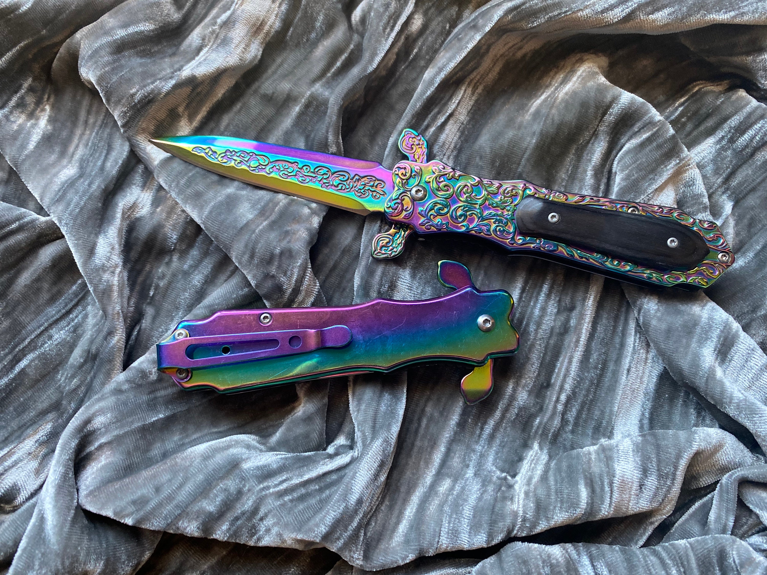 Athame / Dagger Aurora Borealis Blade Ornate Folding 9 Inch - Etsy