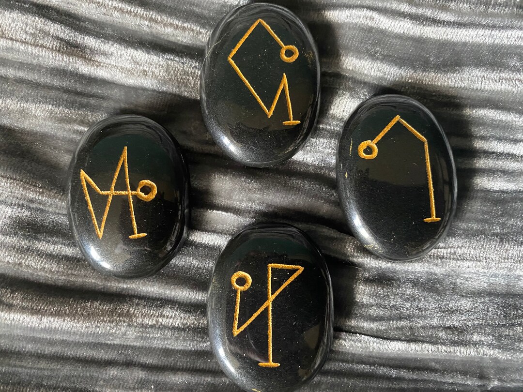 Archangel Sigil Stones Black Tourmaline 4 Piece Altar Stones - Made to ...