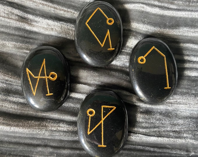 Archangel Sigil Stones Black Tourmaline 4 Piece Altar Stones - Made to ...