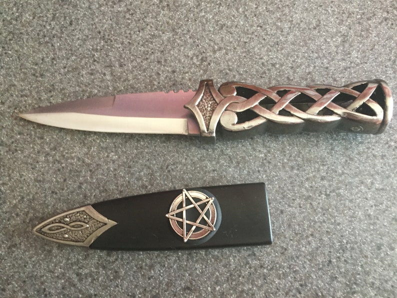 Athame / Dagger Blue or Red Stone Celtic Dirk & Stainless - Etsy