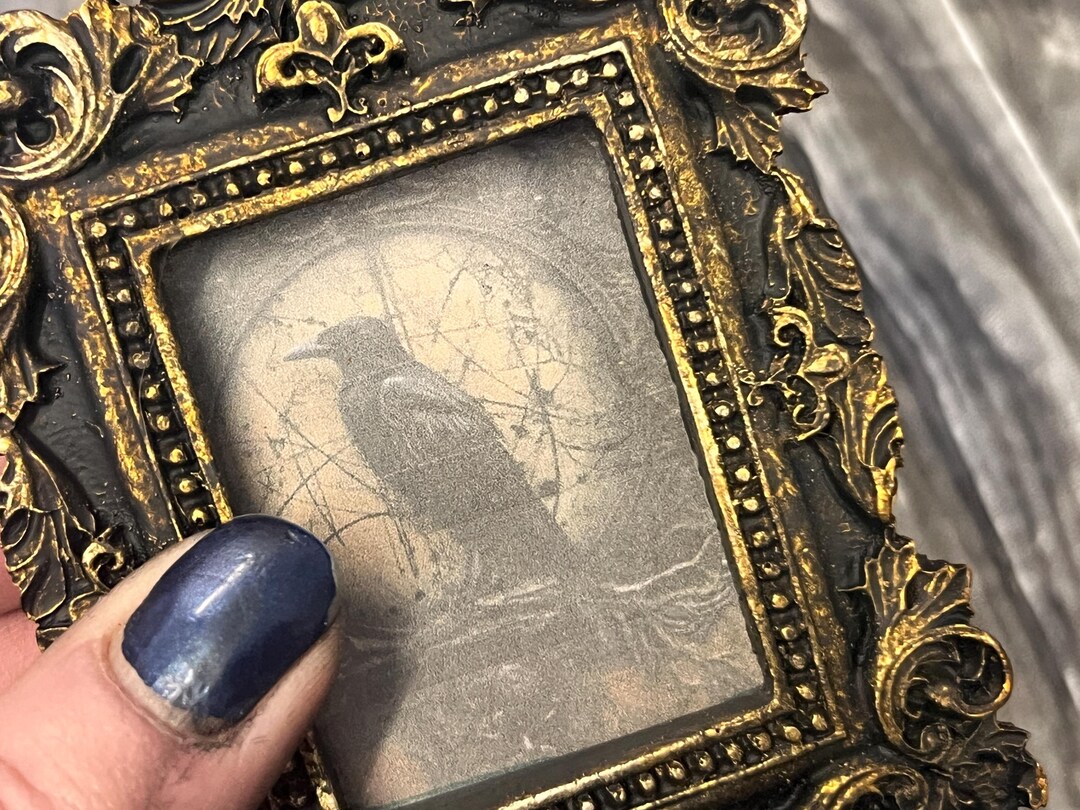 Raven Antiqued Frame Creepy Witchy Theme Handmade Small OOAK - Etsy