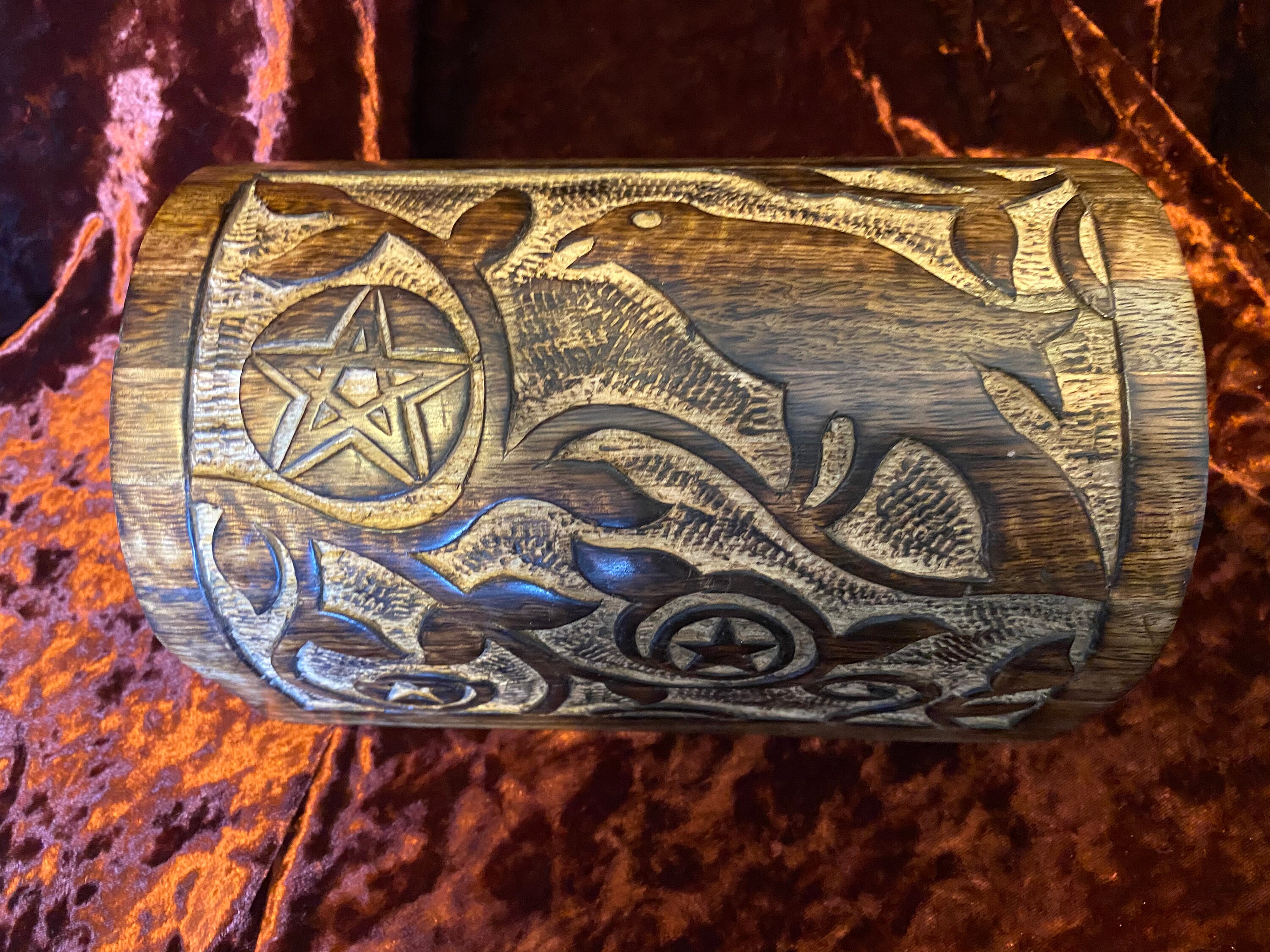 Carved Raven Pentagram Box 8x5x4.5 Inches - Etsy