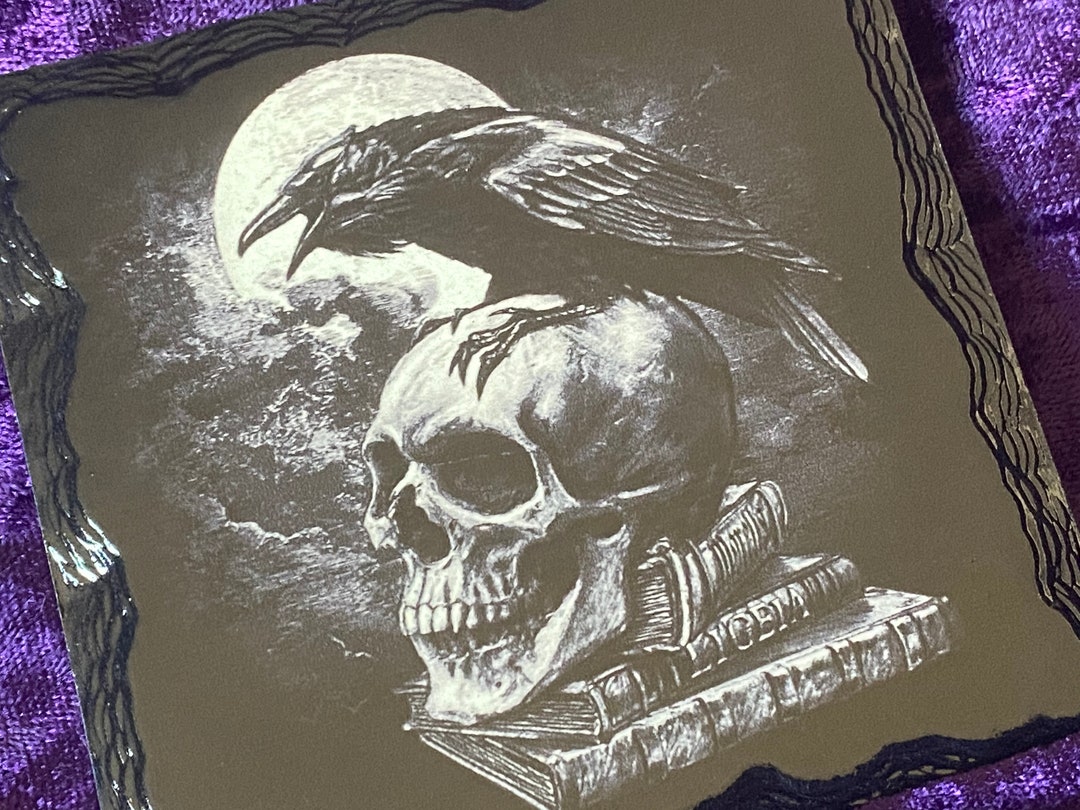 Altar Tile Slate Raven Skull 4x4 Inches - Etsy