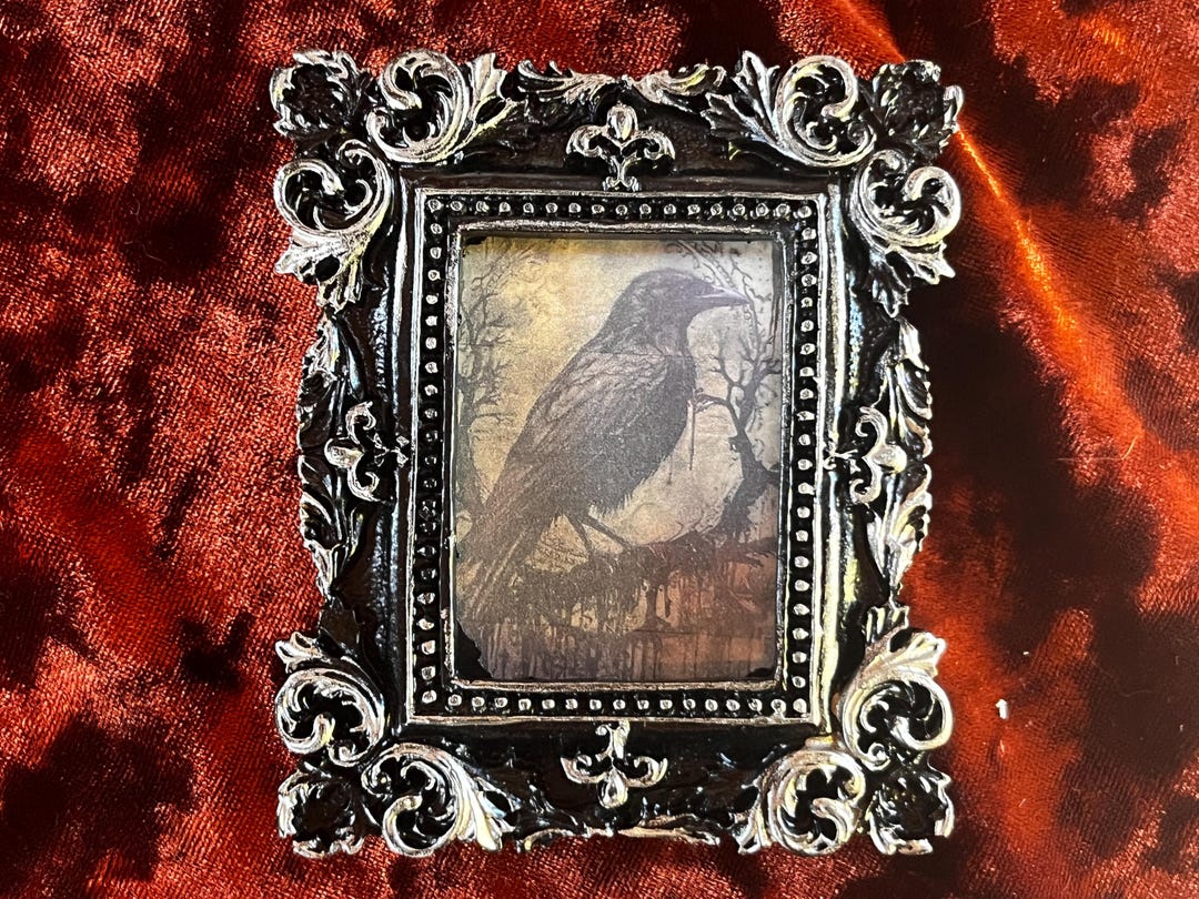Raven Antiqued Frame Witchy Theme Raven Haunted Forest Handmade Small ...