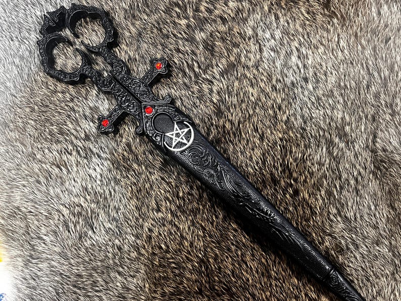 Black Bodice Shears Dagger Scissors Altar Tool Jeweled Stainless 10 ...