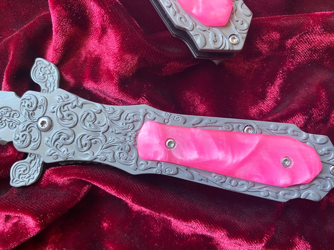 Athame / Dagger Gray Blade Ornate Folding 9 Inch Pink - Etsy