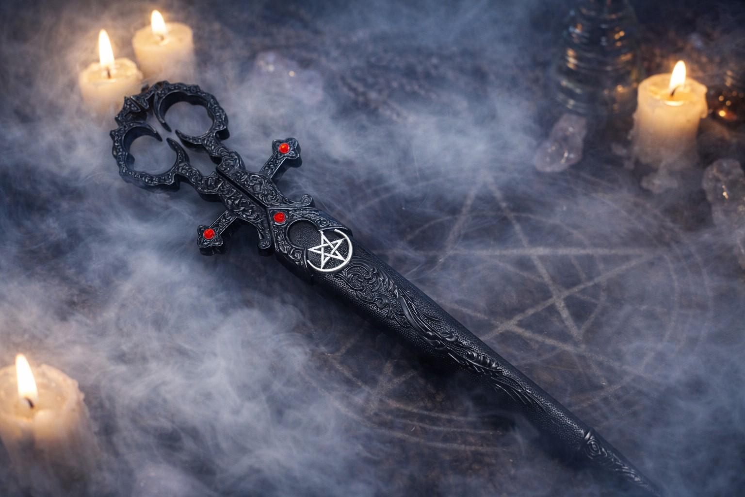 Black Bodice Shears Dagger Scissors Altar Tool Jeweled Stainless 10 ...
