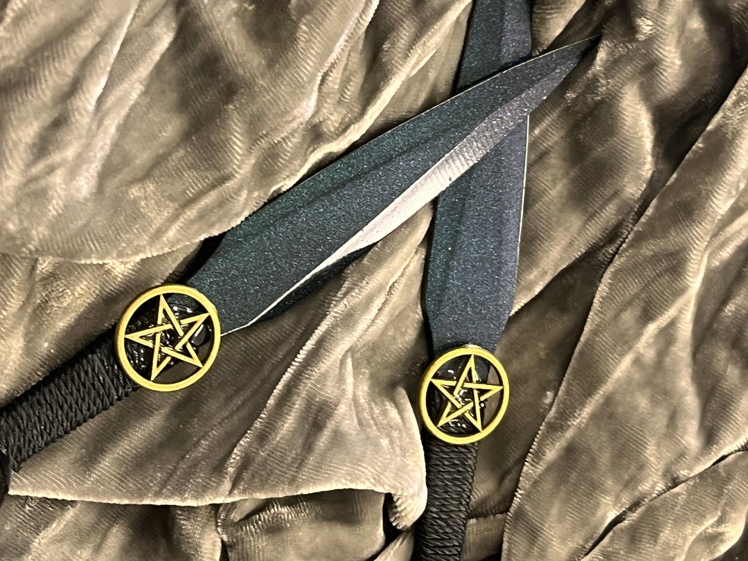 Athame / Dagger - Bronze Pentacle Color Changing Purple Green Metallic ...