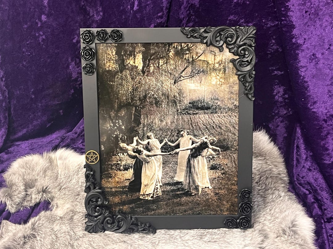 Circle of Witches Picture Framed Roses Matte Black Bronze Pentacle 8x10 ...
