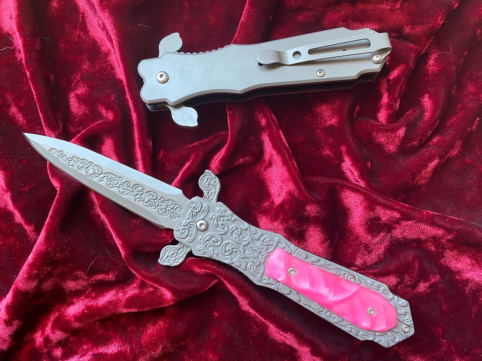 Athame / Dagger Gray Blade Ornate Folding 9 Inch Pink - Etsy