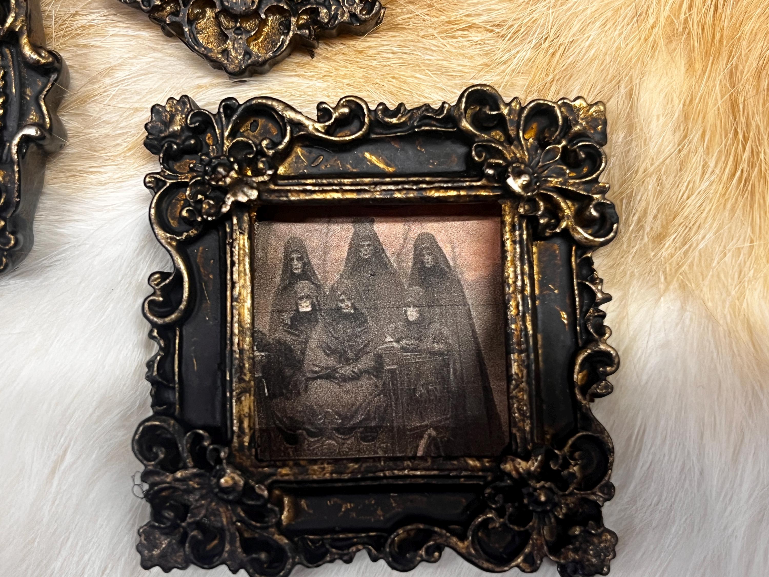 Magnets 3 Antiqued Frames Lot Samhain Witchy Theme OOAK Handmade Gift ...