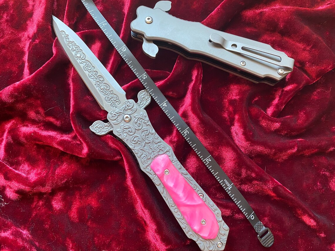 Athame / Dagger Gray Blade Ornate Folding 9 Inch Pink - Etsy