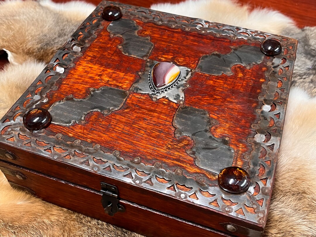 Red Mango Box 4 Compartments Banded Agate Gemstone 8x8x3 Inch Hand Made ...