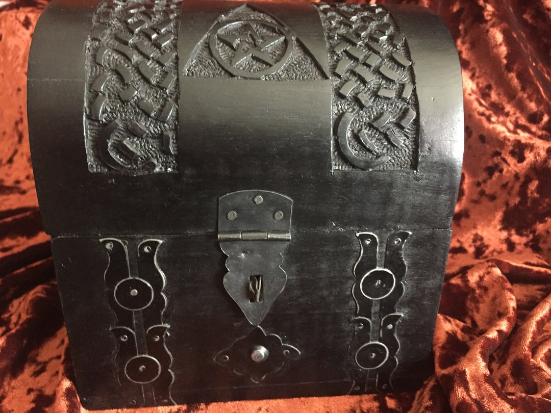 Wooden Chest Carved Pentagram Triple Moon Goddess Heavy 7x7x5 - Etsy