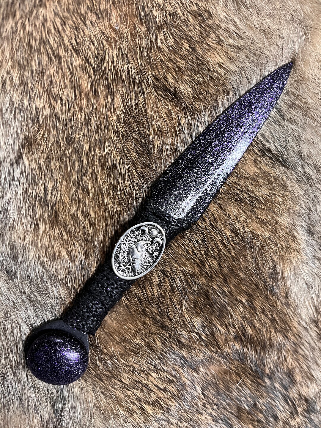 Athame / Dagger Raven Moon Phases Purple and Black Blade - Etsy