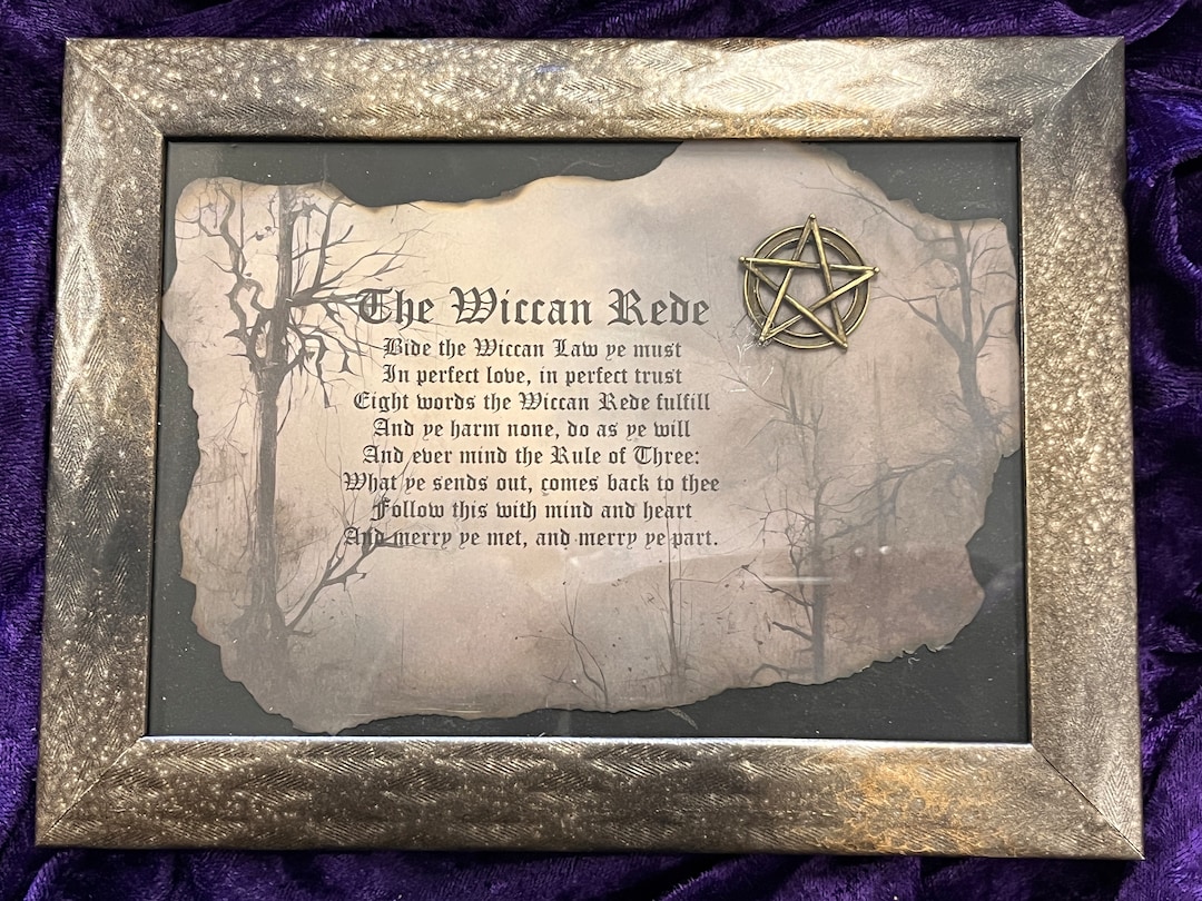 Wiccan Rede Framed Glass Bronze Pentacle 5x7 Dark Forest OOAK 4a - Etsy