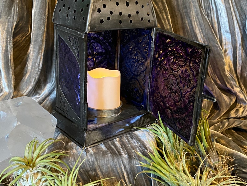 Moroccan Lantern Pentagram Celtic Purple Blue Metal Glass - Etsy