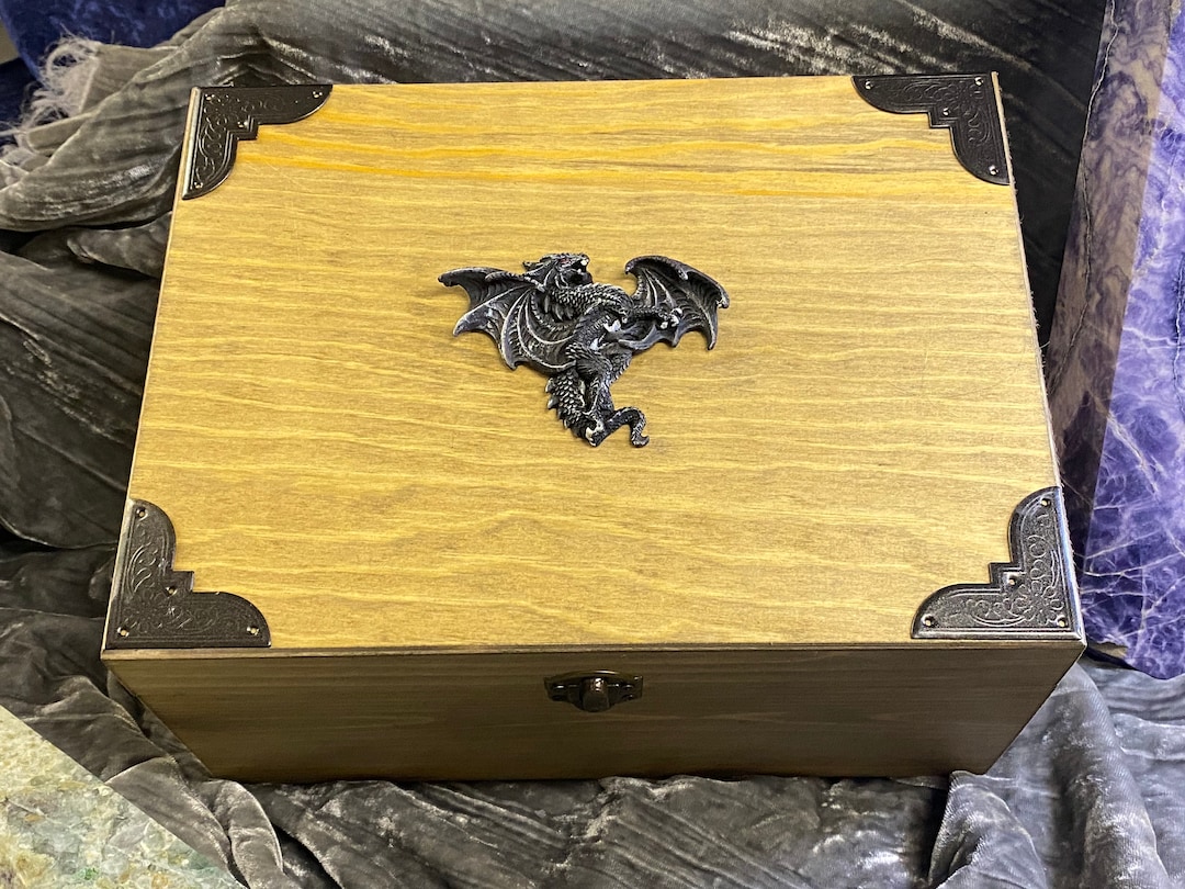 Stained Black Dragon Box - Laser Cut Wood - 10x7.5.5.5 Inches Handmade ...