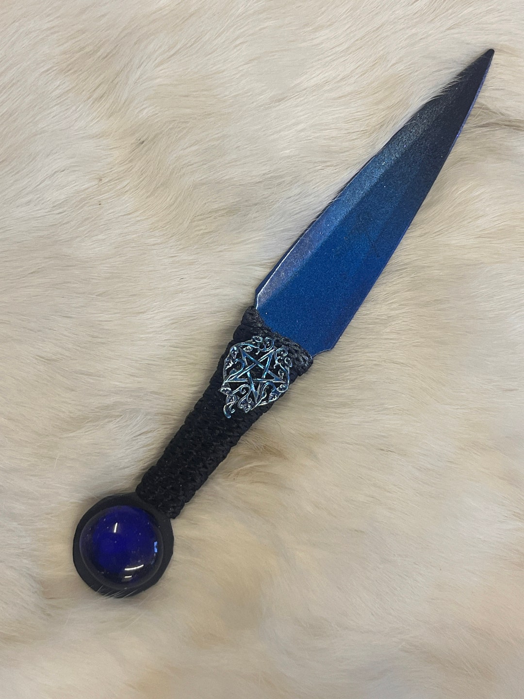 Athame / Dagger Blue Celtic Pentacle Blue and Black Blade - Etsy