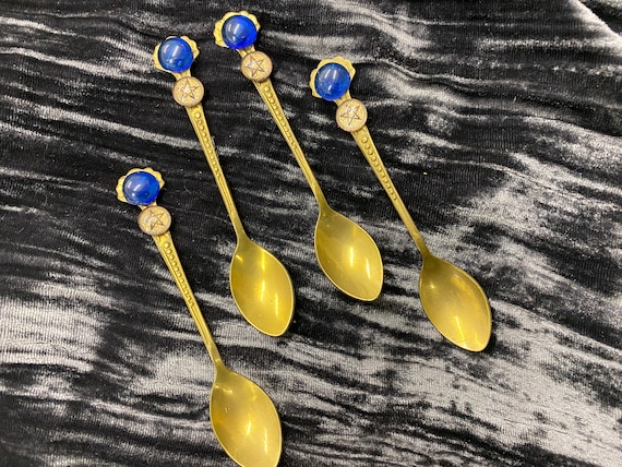 Vintage Brass Incense Spoon Blue Glass Pentacle 4 Inches India - Etsy