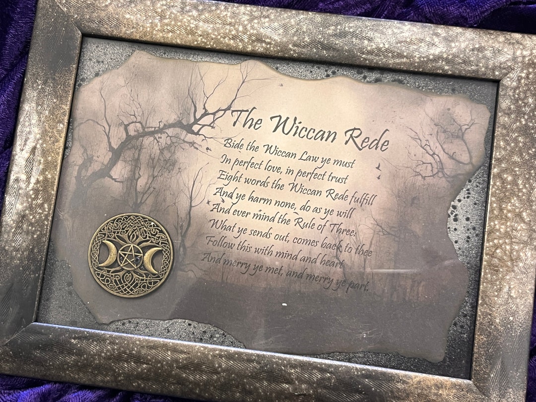 Wiccan Rede Framed Triple Moon Goddess 5x7 Dark Forest OOAK (2a) - Etsy