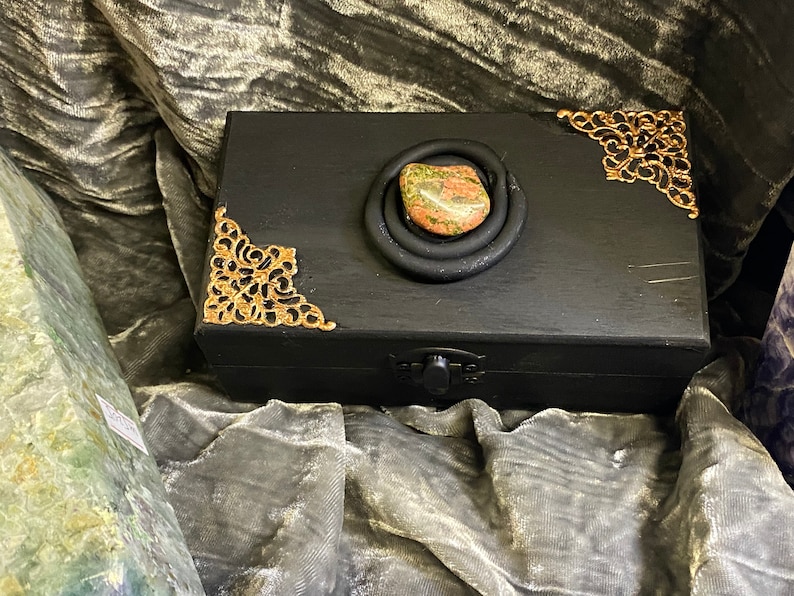 Stained Black Unakite Box - Laser Cut Wood - 5.25x3x2.5 Inches Handmade ...