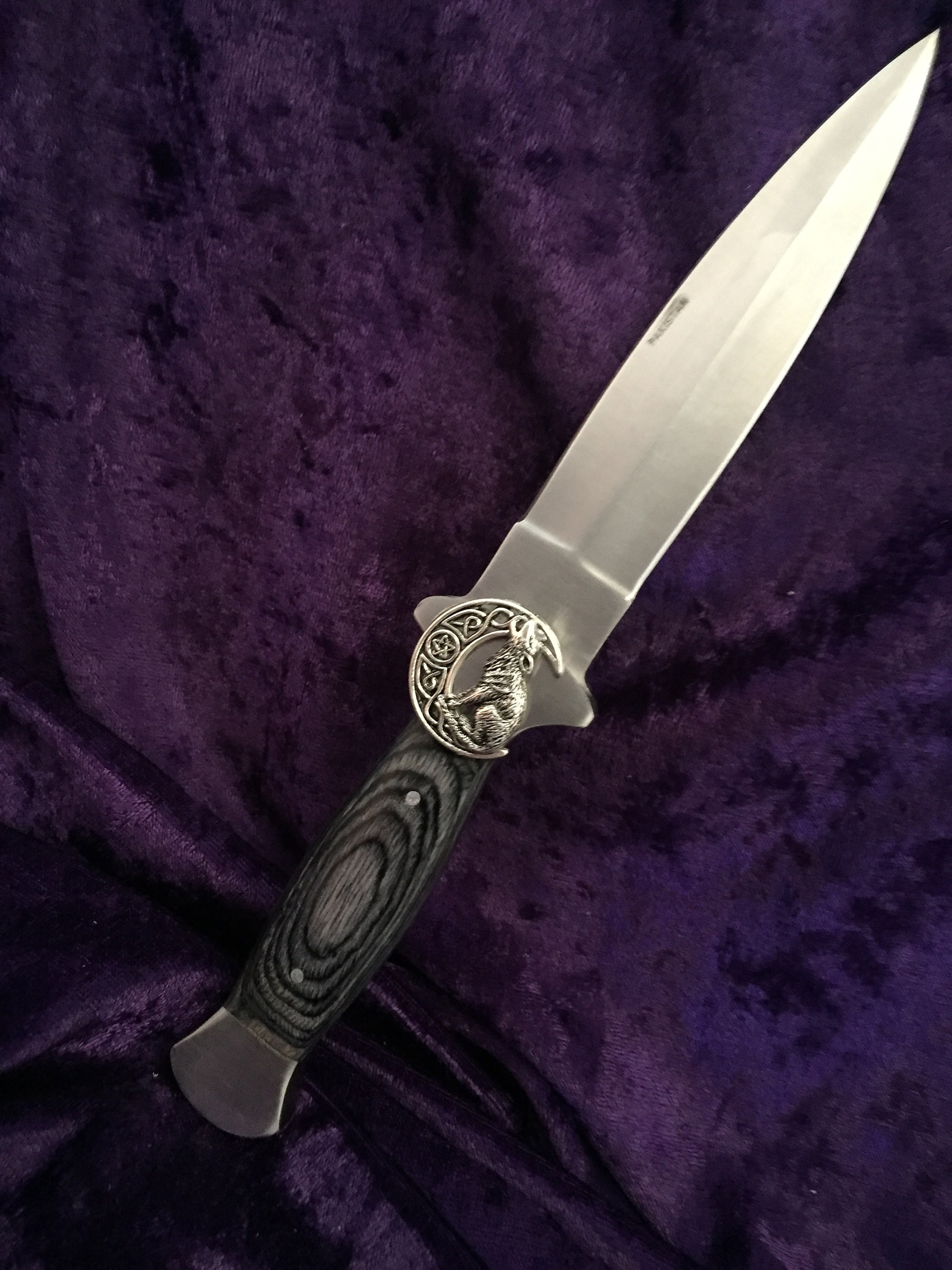 Athame Stainless Steel Black Wood Handle Celtic Wolf Moon - Etsy