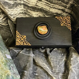Stained Black Unakite Box - Laser Cut Wood - 5.25x3x2.5 Inches Handmade ...