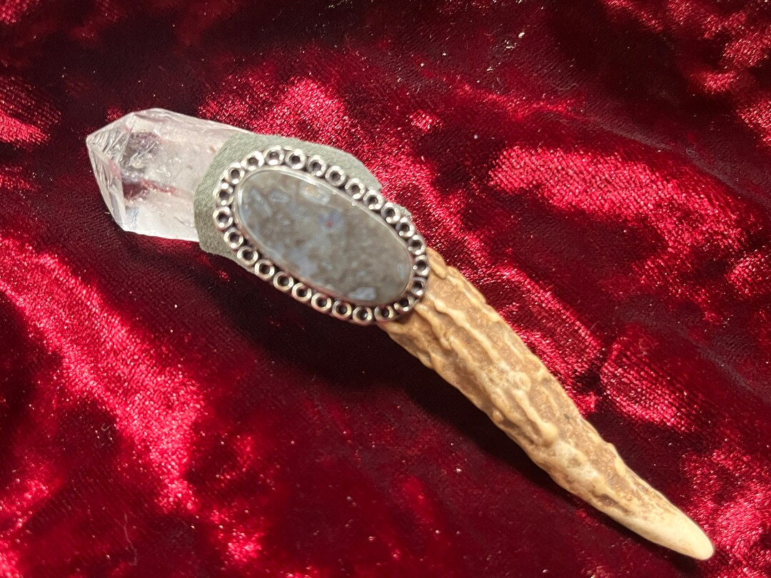 Pocket Wand Whitetail Deer Antler Quartz Crystal Leather - Etsy